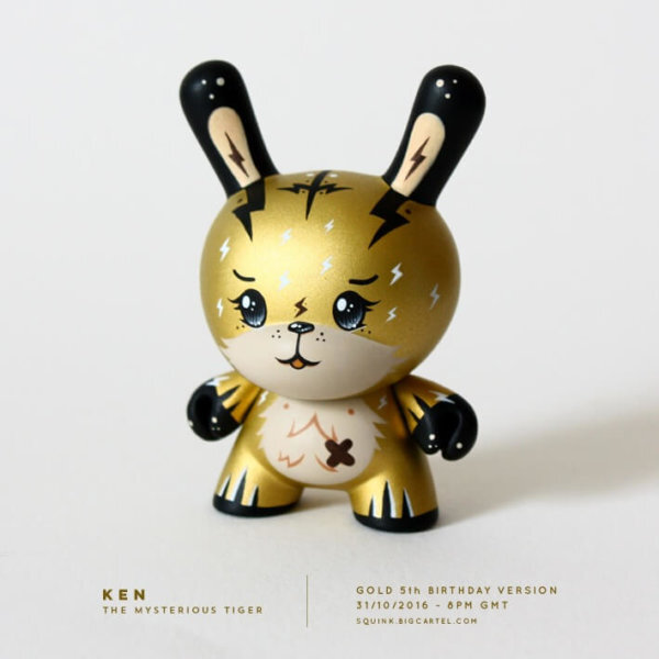 Golden Ken the Mysterious Tiger - Custom 3" Kidrobot Dunny by Squink ...