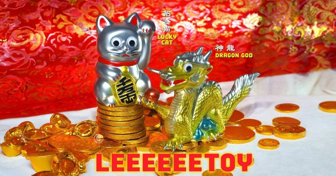 Golden Dragon x Lucky Cat by Leeeeee Toy - The Toy Chronicle